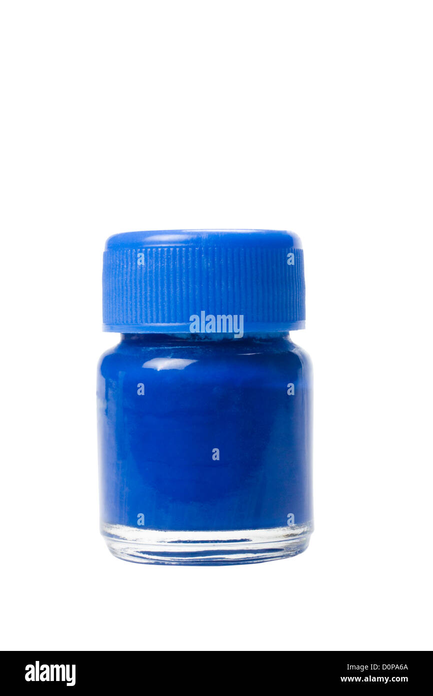 Close-up of a blue watercolor bottle Stock Photo - Alamy