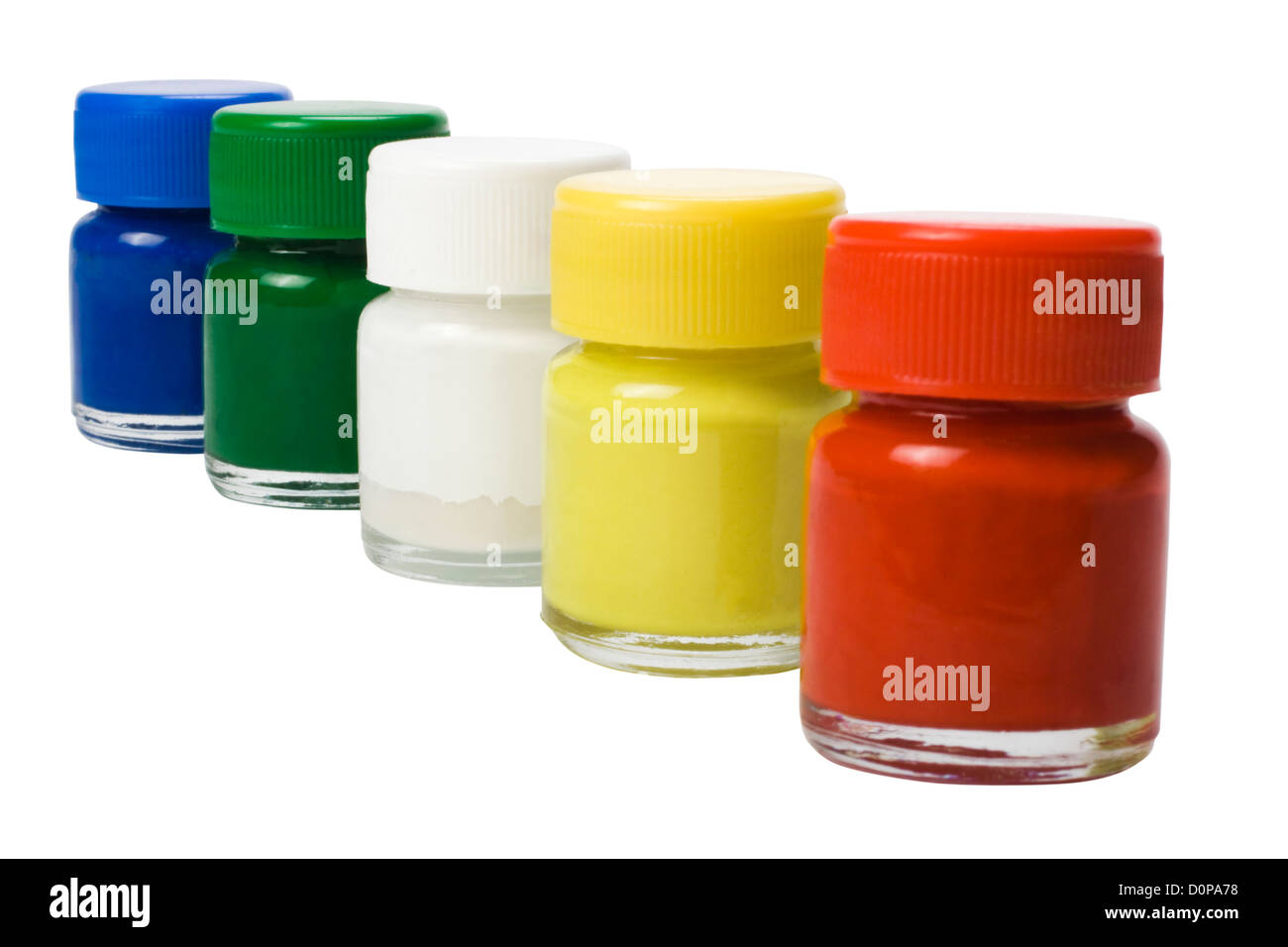 Close-up of watercolor bottles in a row Stock Photo - Alamy
