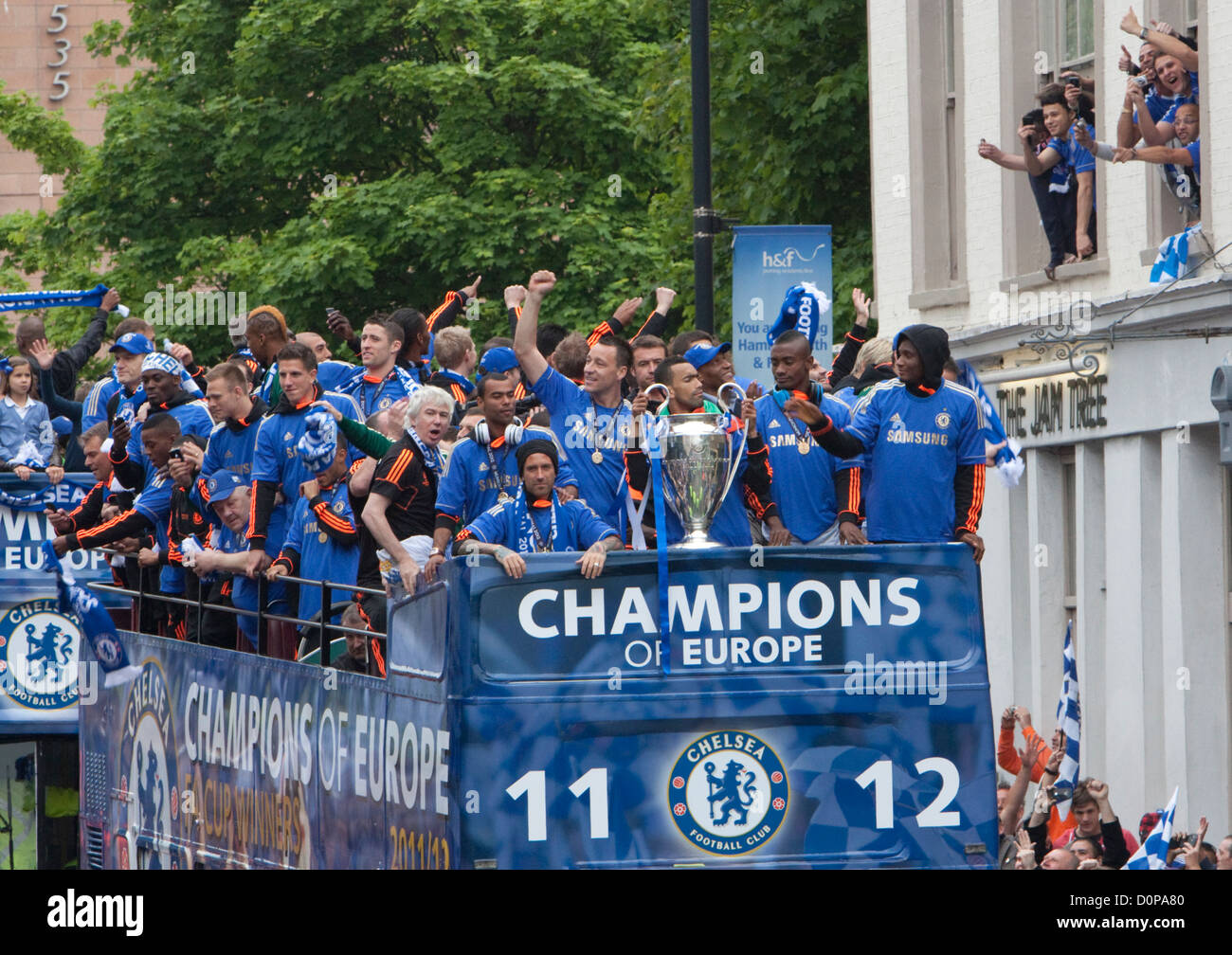 Chelsea FC Campions league Winners celebration on the open top buses ...
