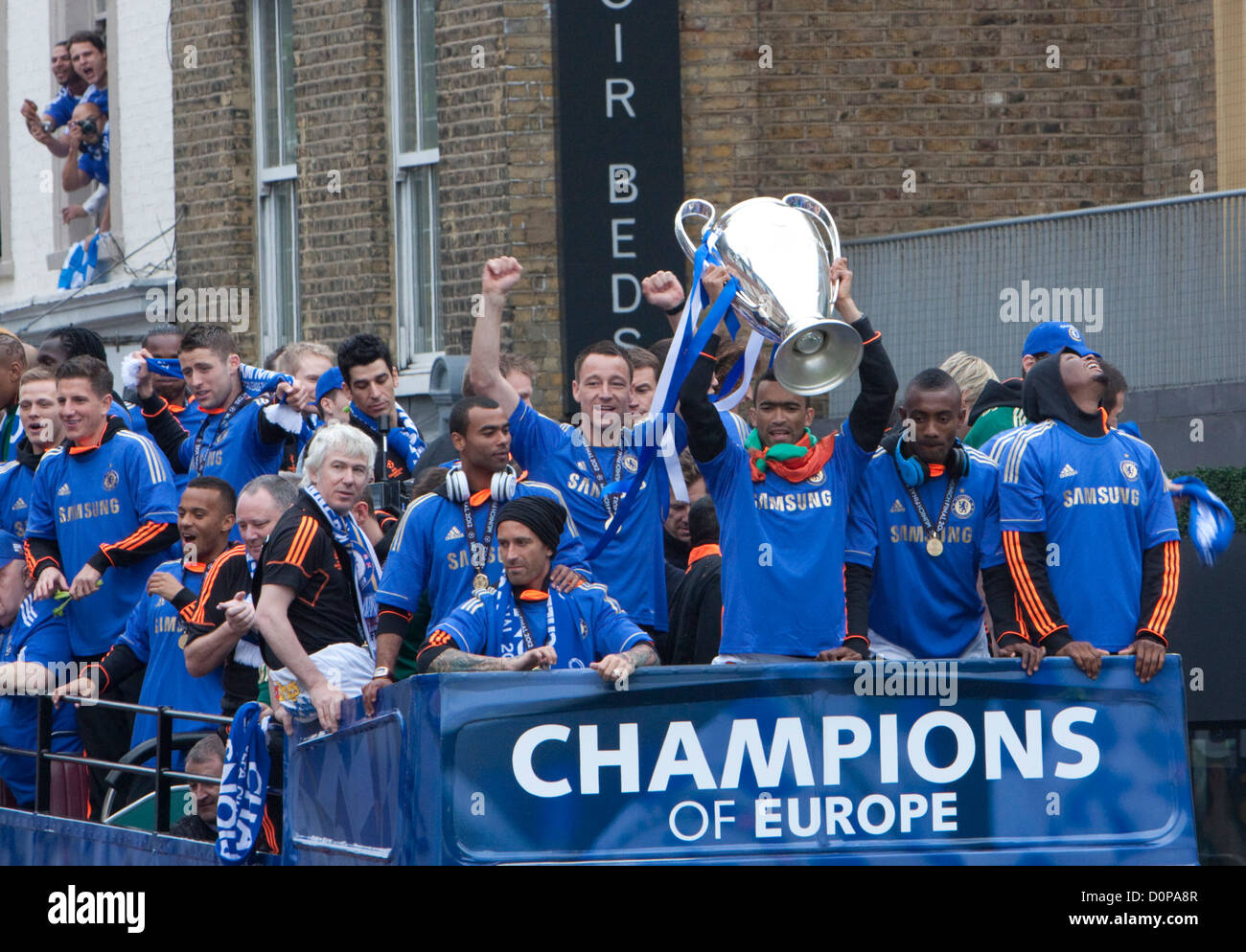 Chelsea FC Campions league Winners celebration on the open top buses ...