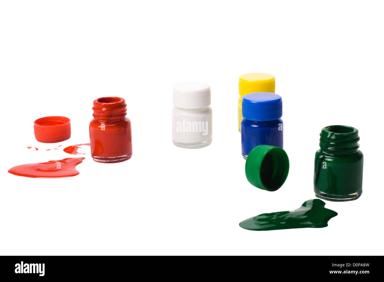 Color spilled from watercolor bottles Stock Photo - Alamy