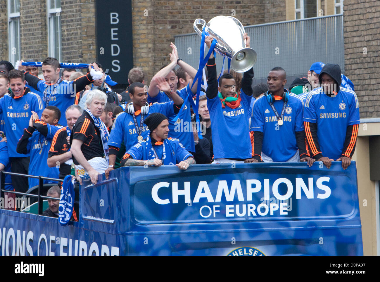 Chelsea FC Campions league Winners celebration on the open top buses ...