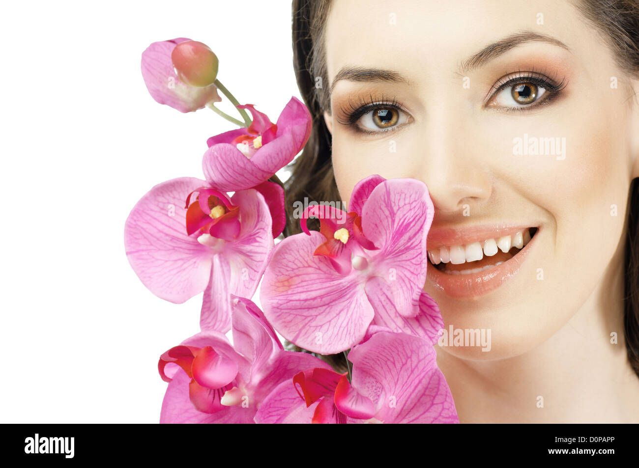 a beauty flower girl on the white background Stock Photo - Alamy