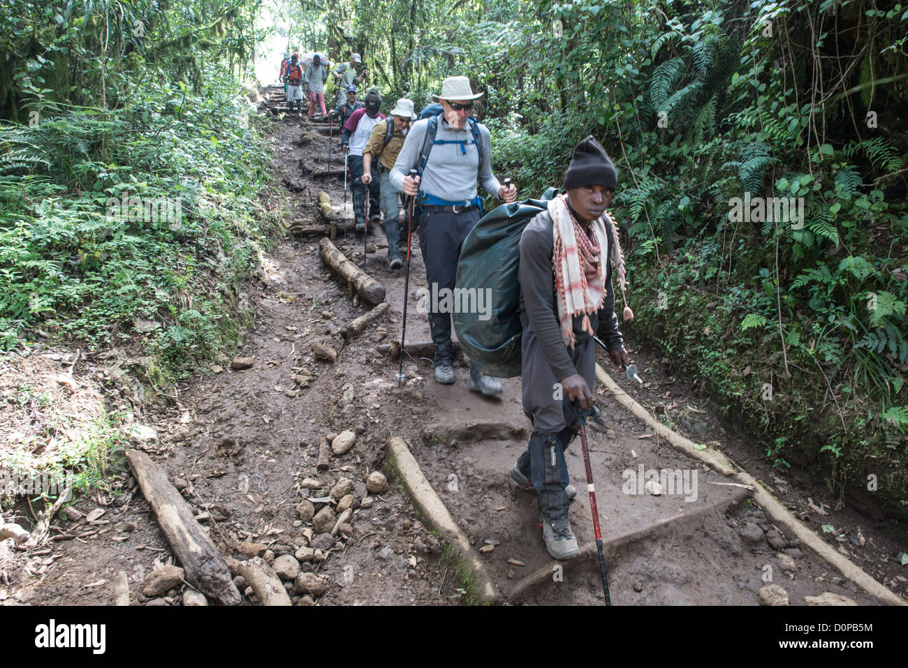 MOUNT KILIMANJARO, Tanzania — A group of hikers descends the steep ...