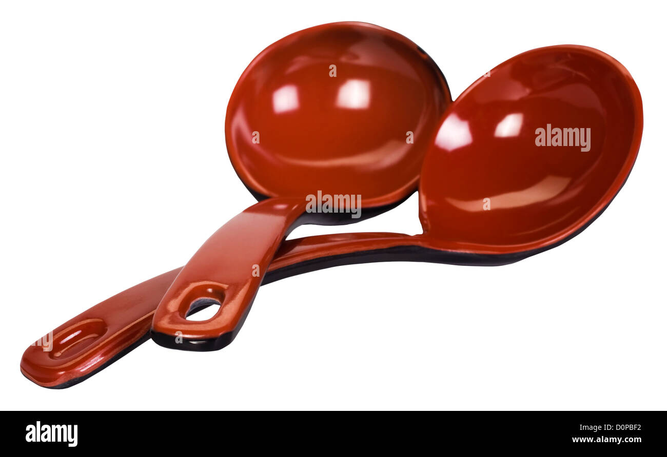 Close-up of two soup spoons Stock Photo - Alamy