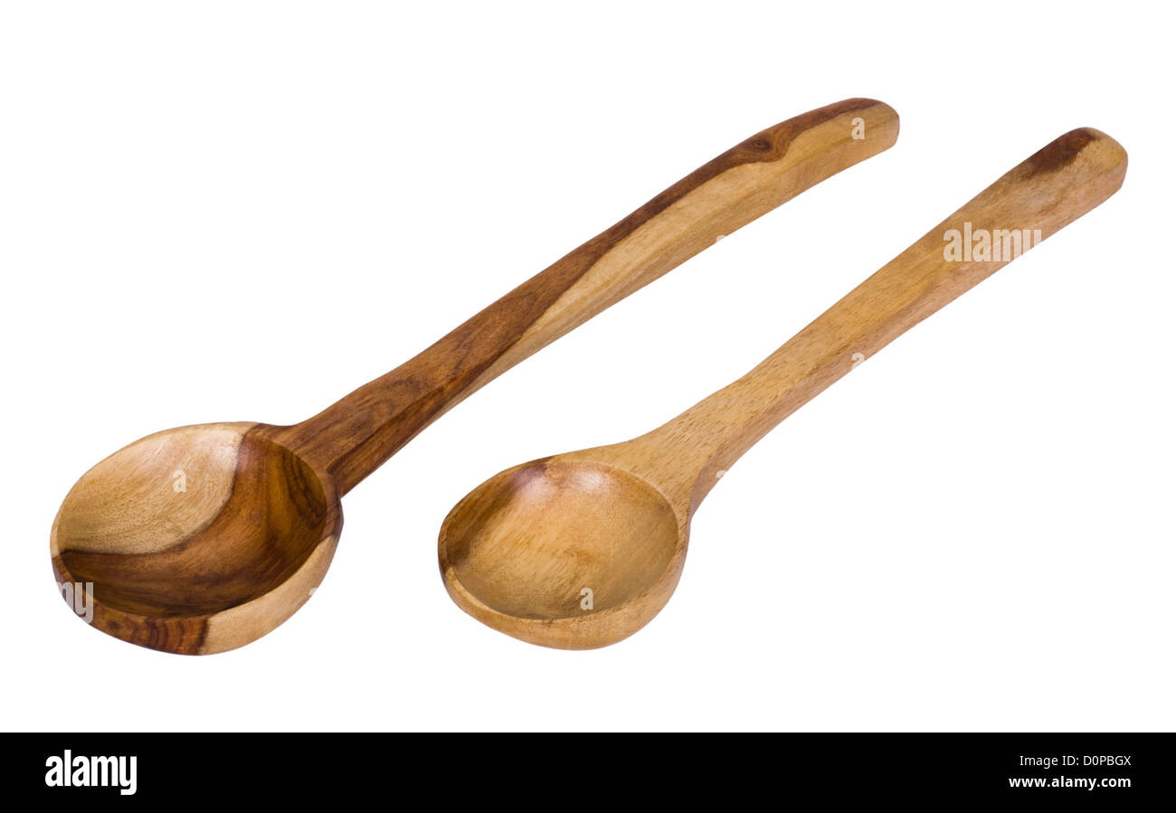 Close-up of two wooden serving spoons Stock Photo - Alamy