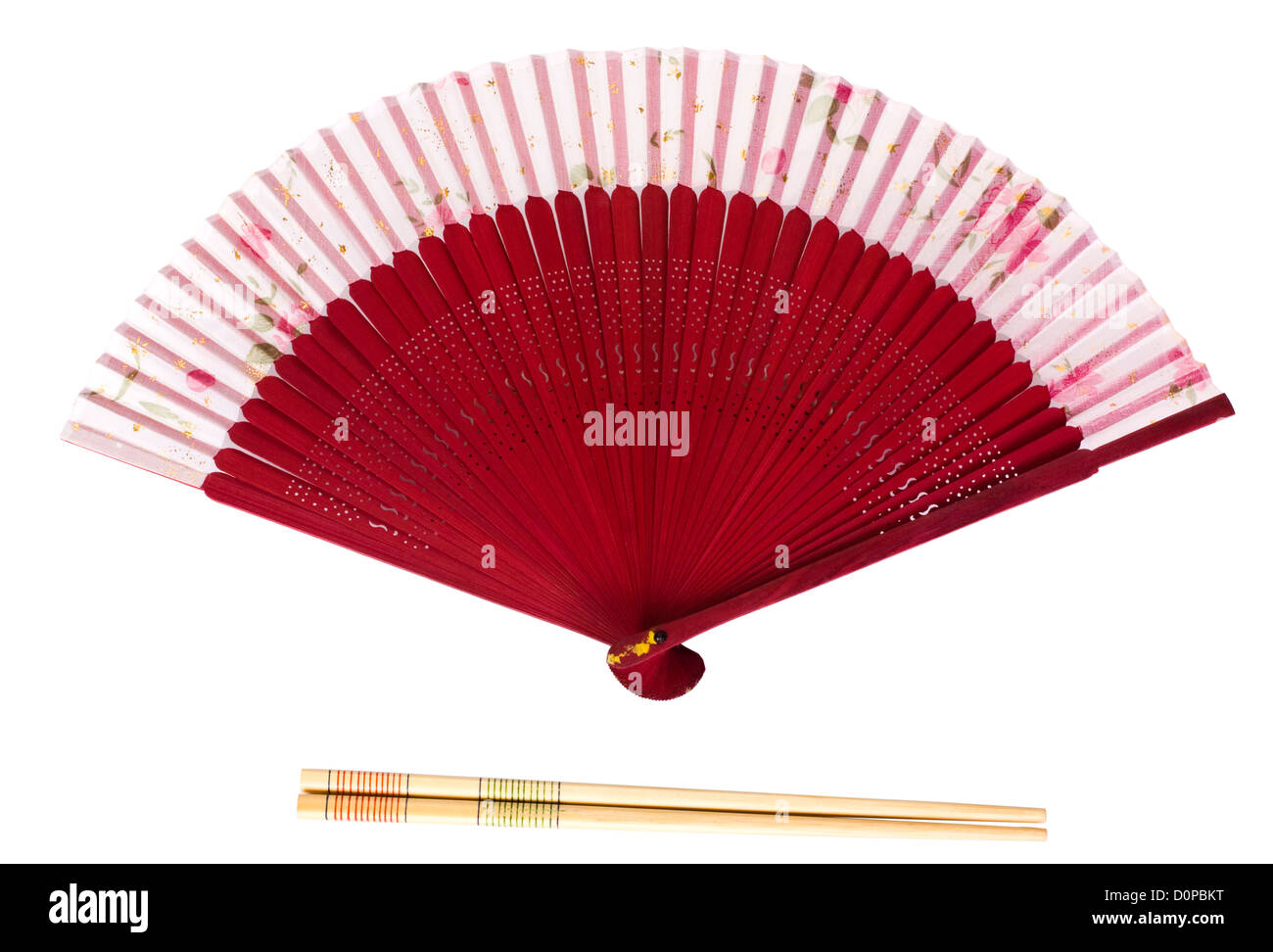 Close-up of a folding fan with chopsticks Stock Photo - Alamy