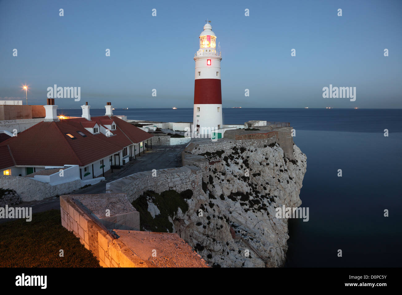 The Europa Point Lighthouse at dusk, Gibraltar Stock Photo - Alamy