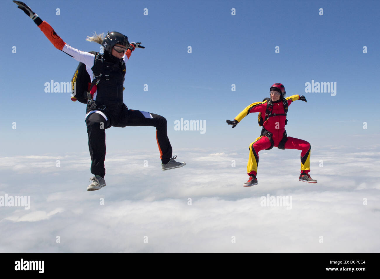 This freefly skydive team is training together for the next competition ...