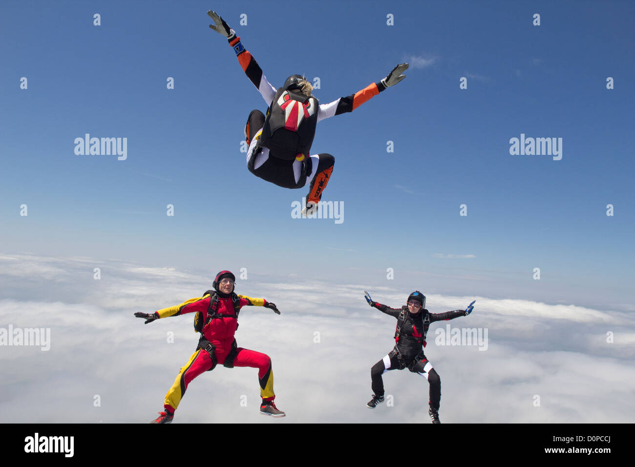 This freefly skydive team is training together for the next competition ...