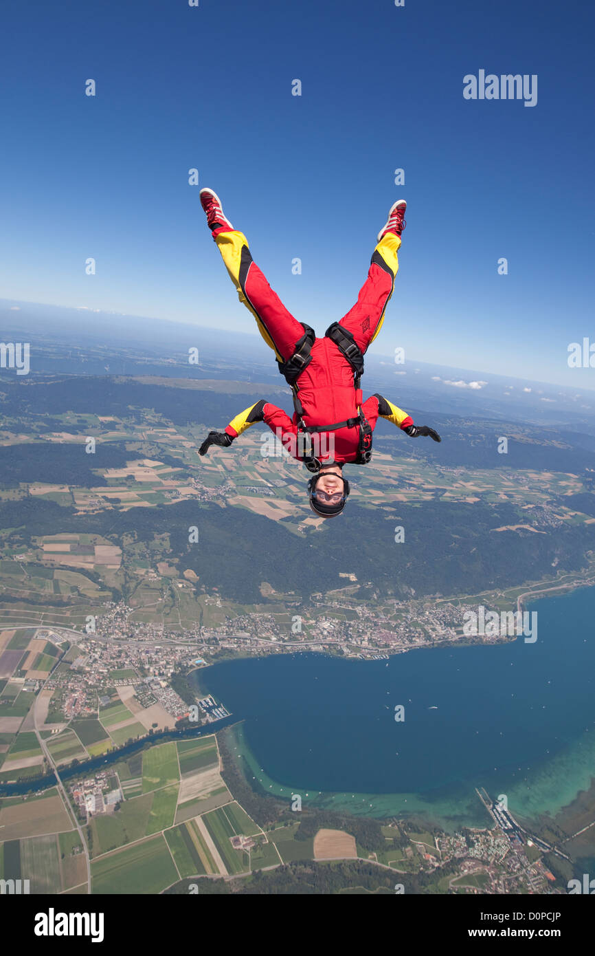 Skydiver flying in head hi-res stock photography and images - Alamy