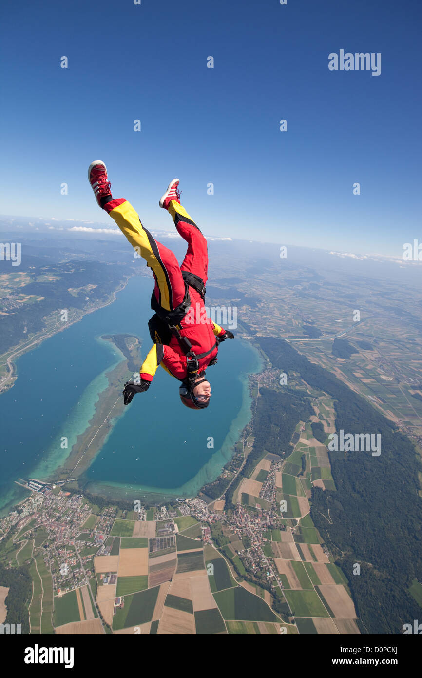 Skydiver flying in head hi-res stock photography and images - Alamy