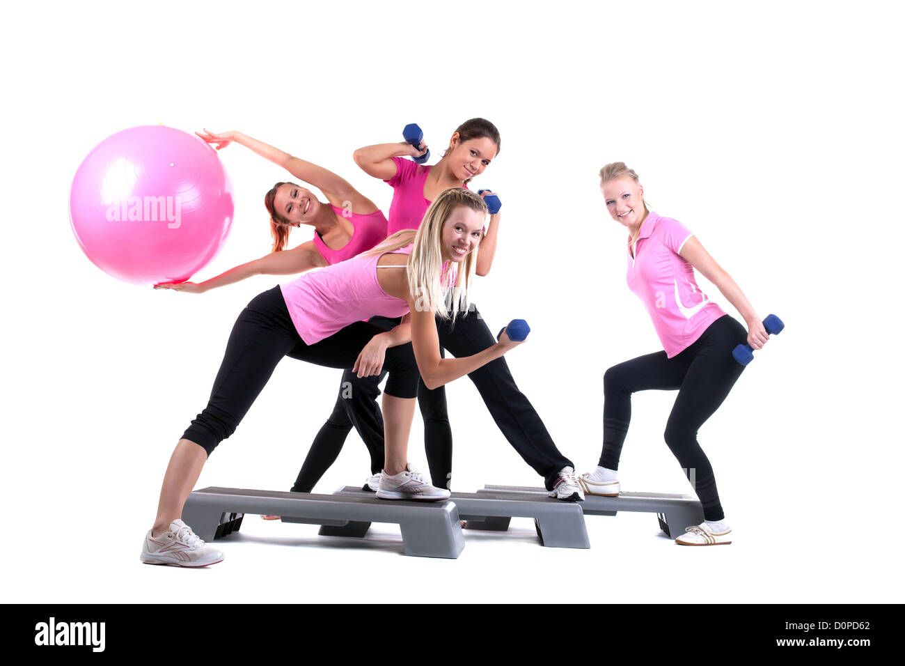 group of fitness instructors with accesories Stock Photo - Alamy