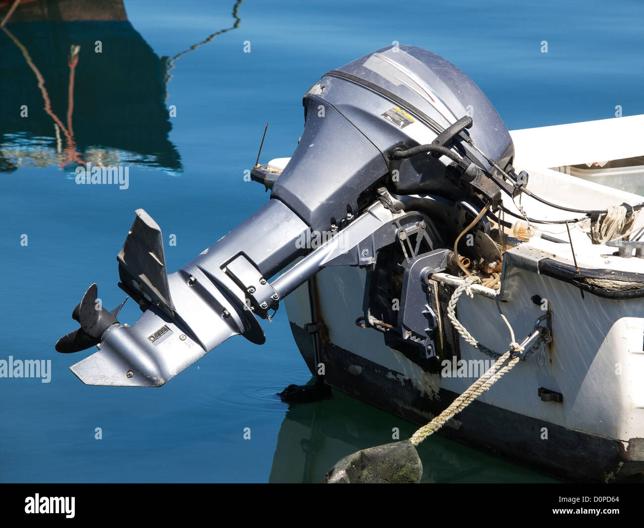 outboard engine on the plastic boat Stock Photo - Alamy