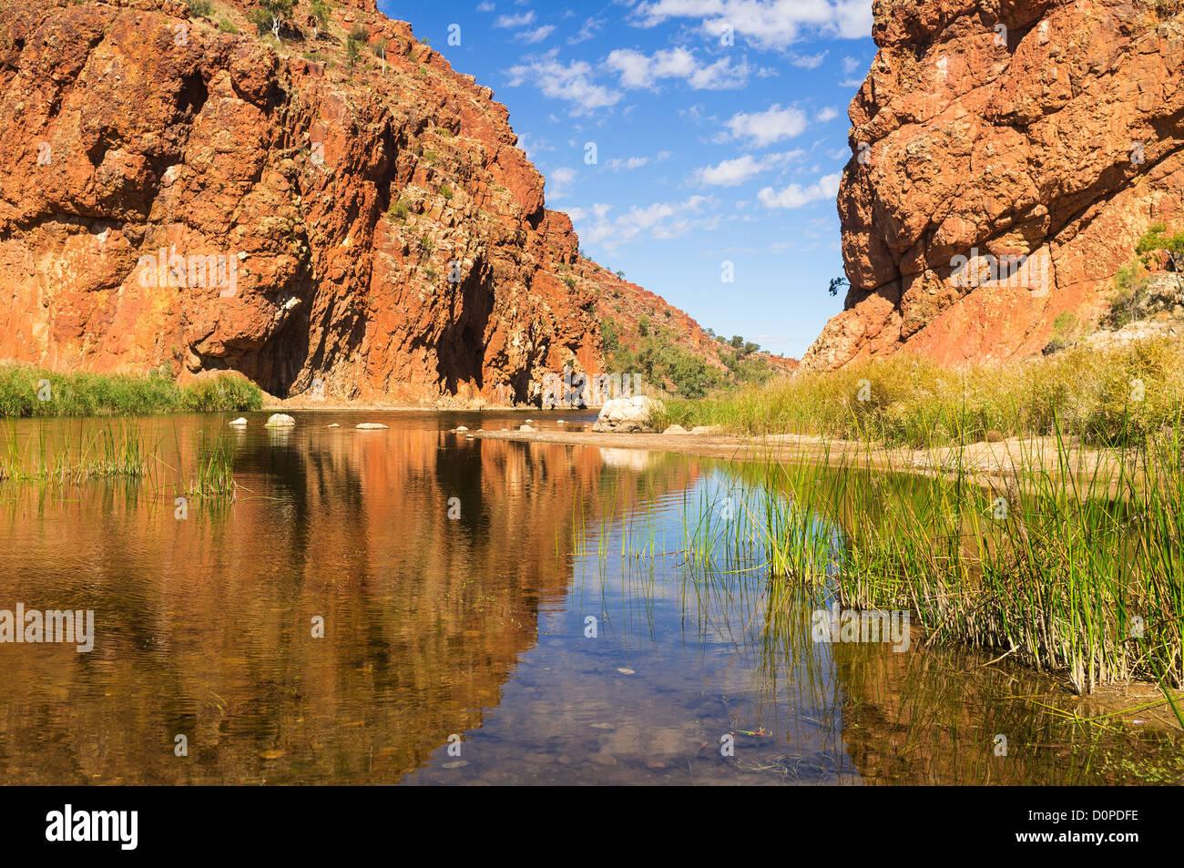Rugged beauty of the Finke River flowing through Glen Helen Gorge in ...