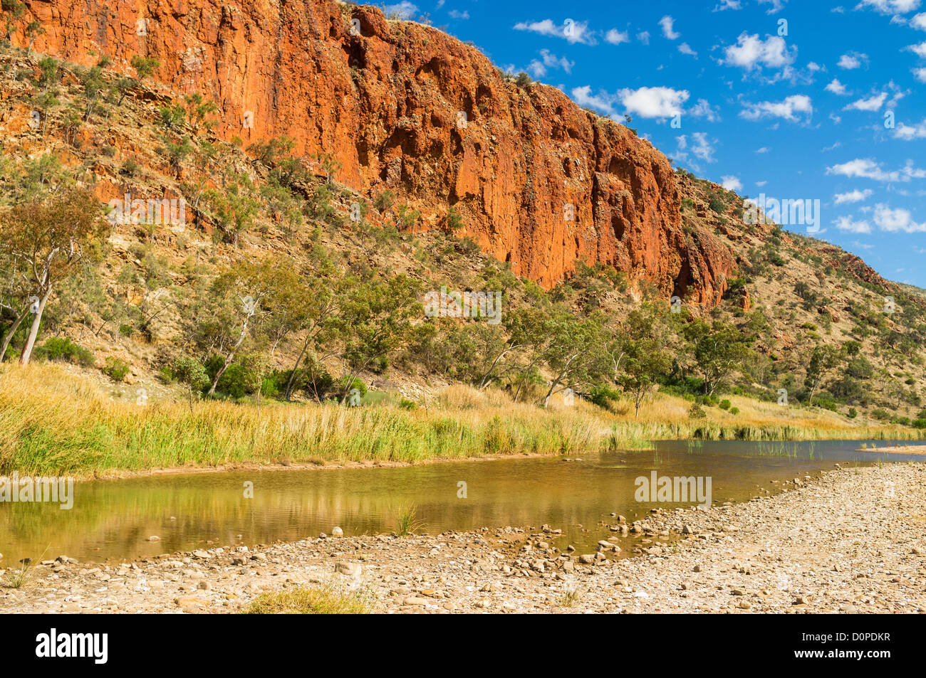 Rugged beauty of the Finke River flowing through Glen Helen Gorge in ...