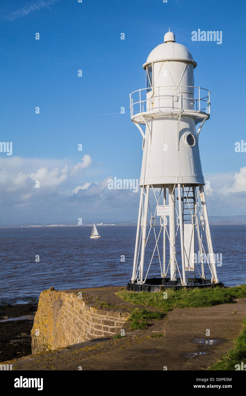 Black Nore Point lighthouse near Portishead on the Severn Estuary in ...