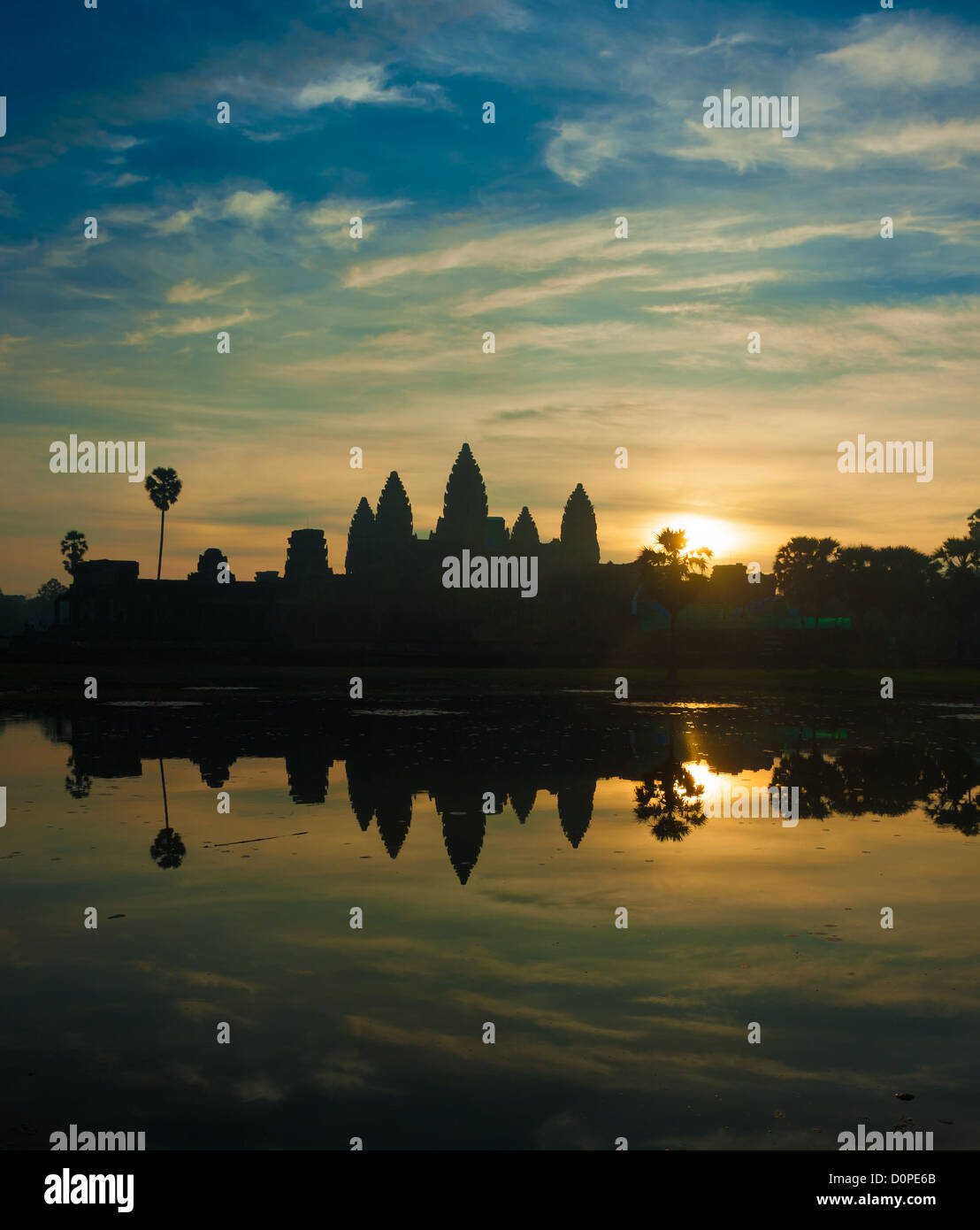 Temple sunrise temple water reflection cambodia temple hi-res stock ...