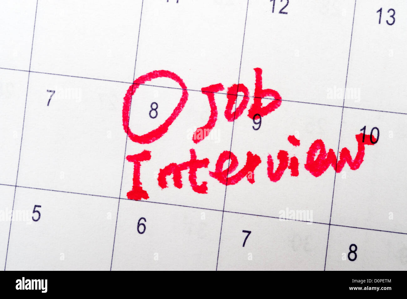 Job interview words written on the calendar Stock Photo - Alamy