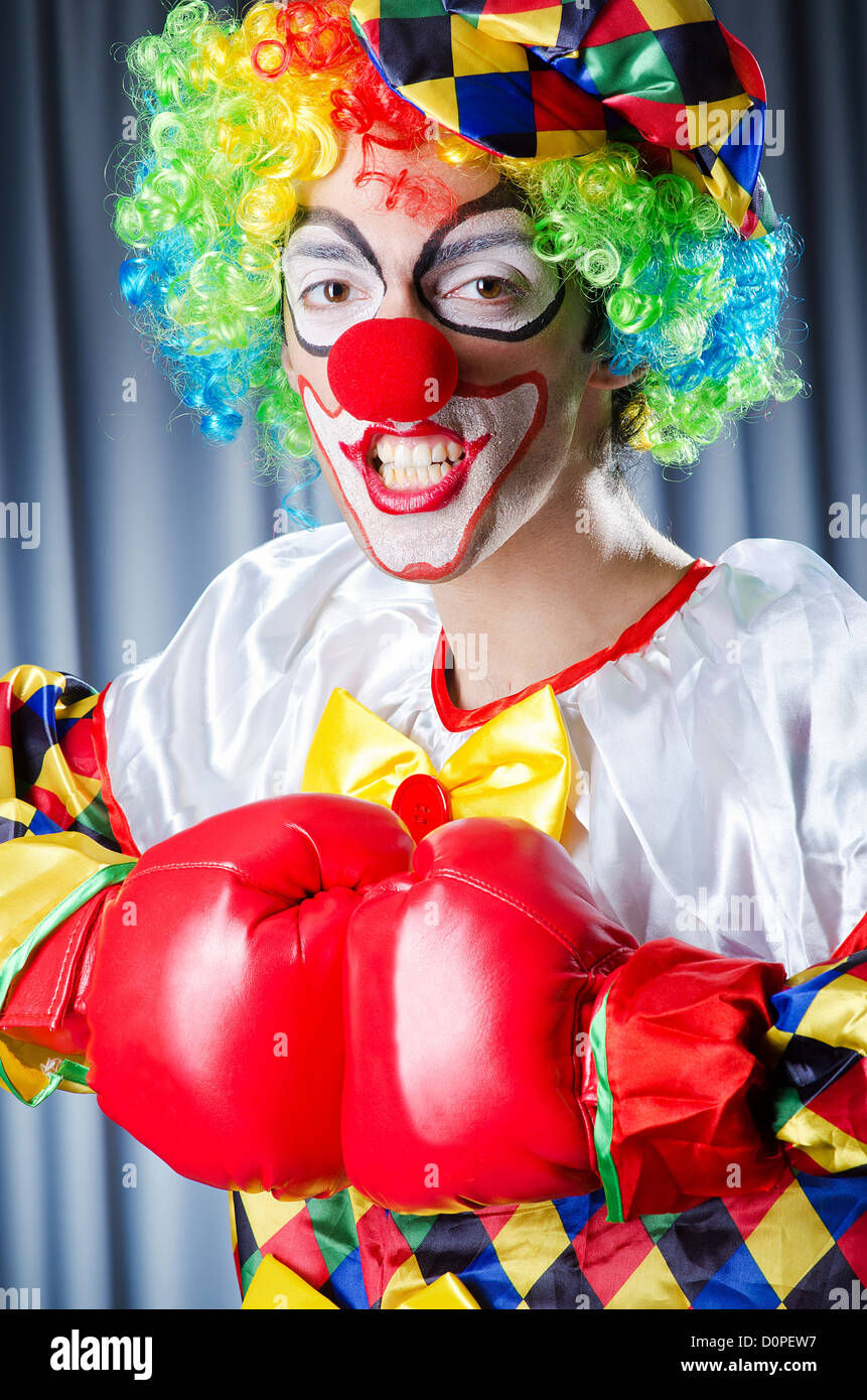Clown with boxing gloves Stock Photo - Alamy