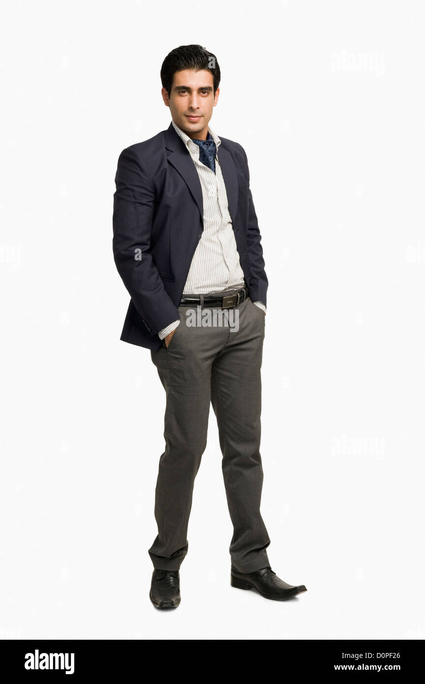 Portrait of a man posing against a white background Stock Photo - Alamy