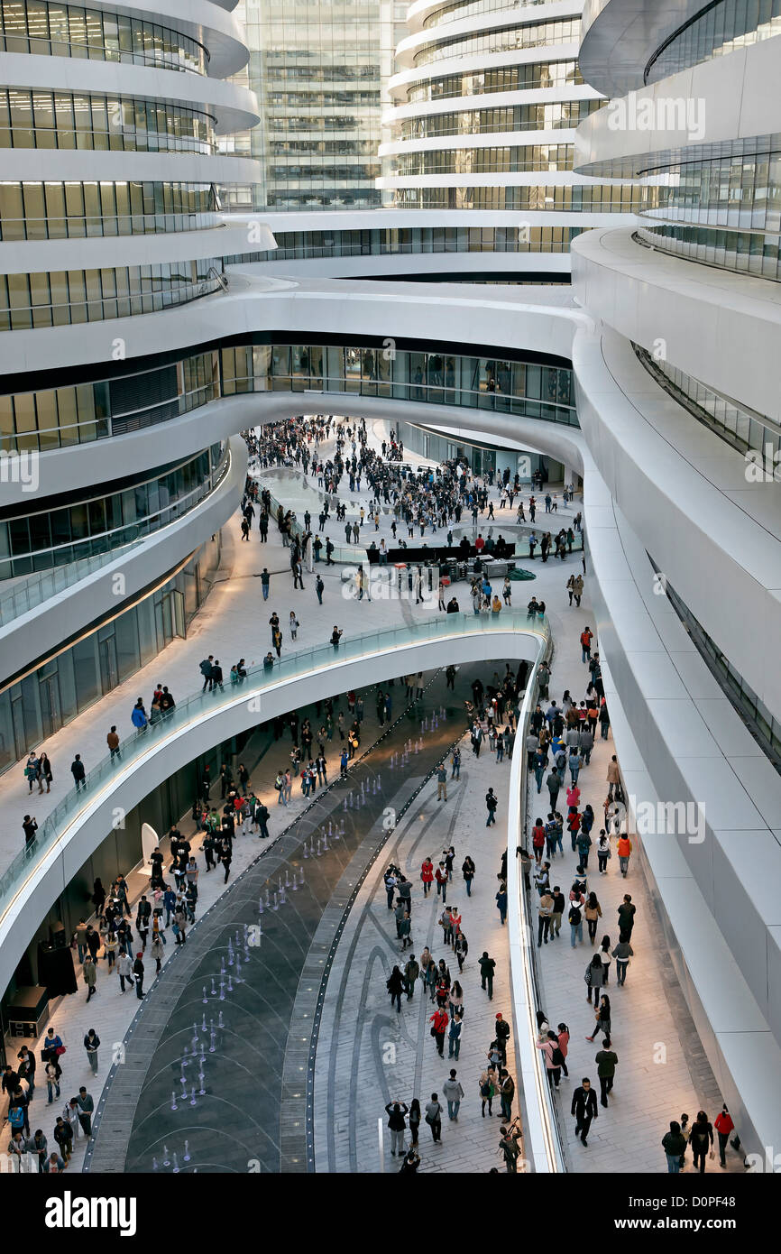 Galaxy Soho Beijing China Architect Zaha Hadid Architects 2012 Elevated View Into Public