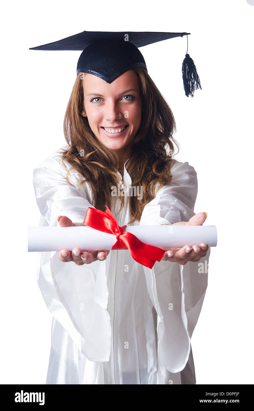 Graduate isolated on the white Stock Photo - Alamy