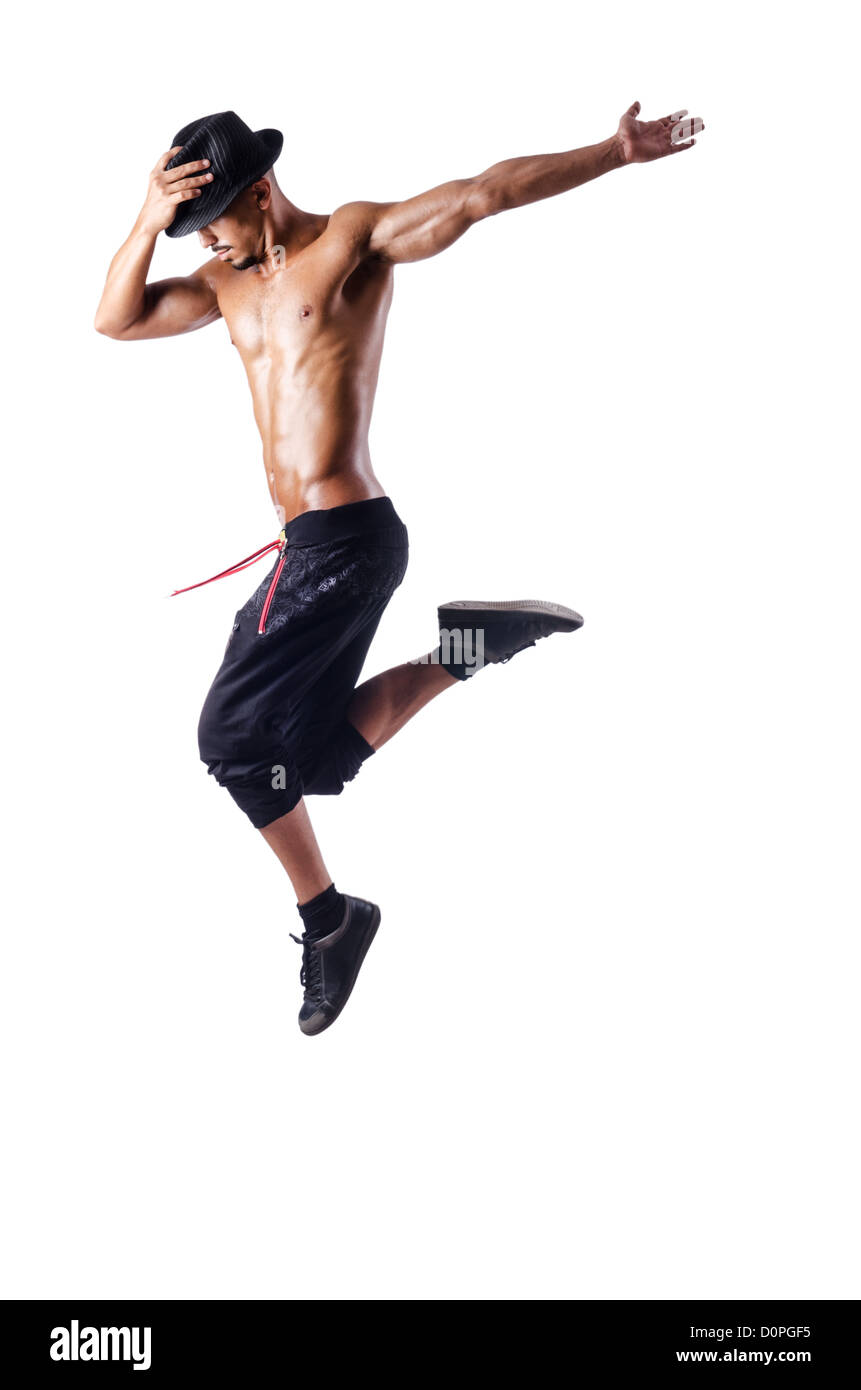 Muscular dancer isolated on white Stock Photo - Alamy