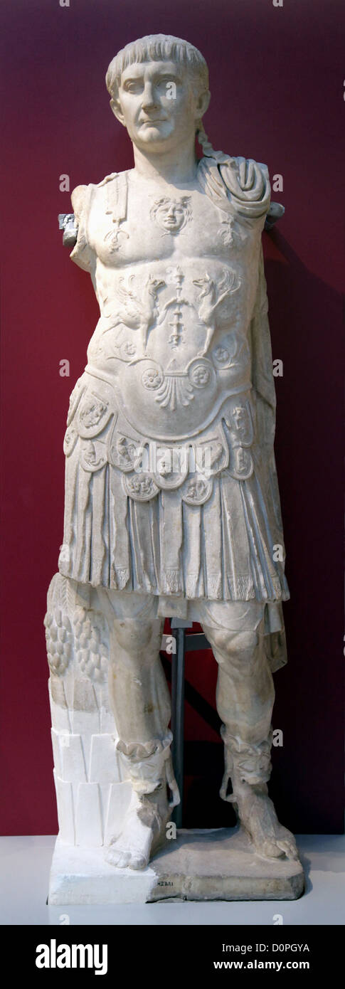 Marble statue of emperor Trajan,Emperor of the Roman empire from 98-117 ...