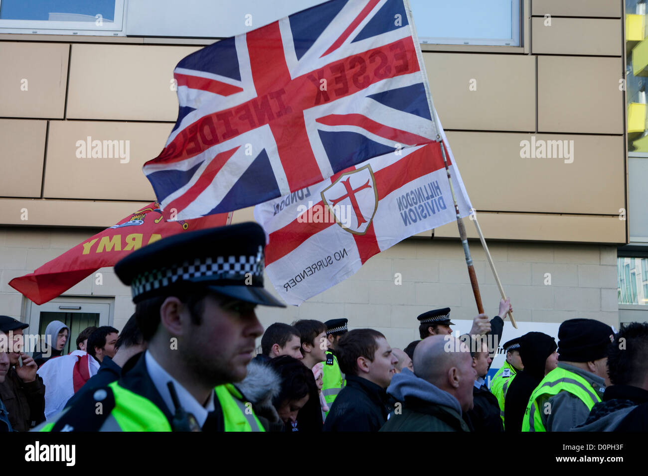 EDL (English Defence Leage) march through Barking Town centre and hold ...
