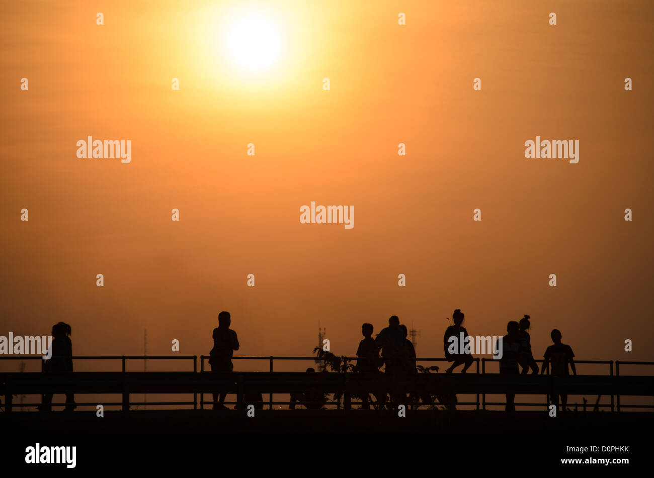Mekong River Walkway Silhouettes Vientiane Laos // VIENTIANE, Laos ...