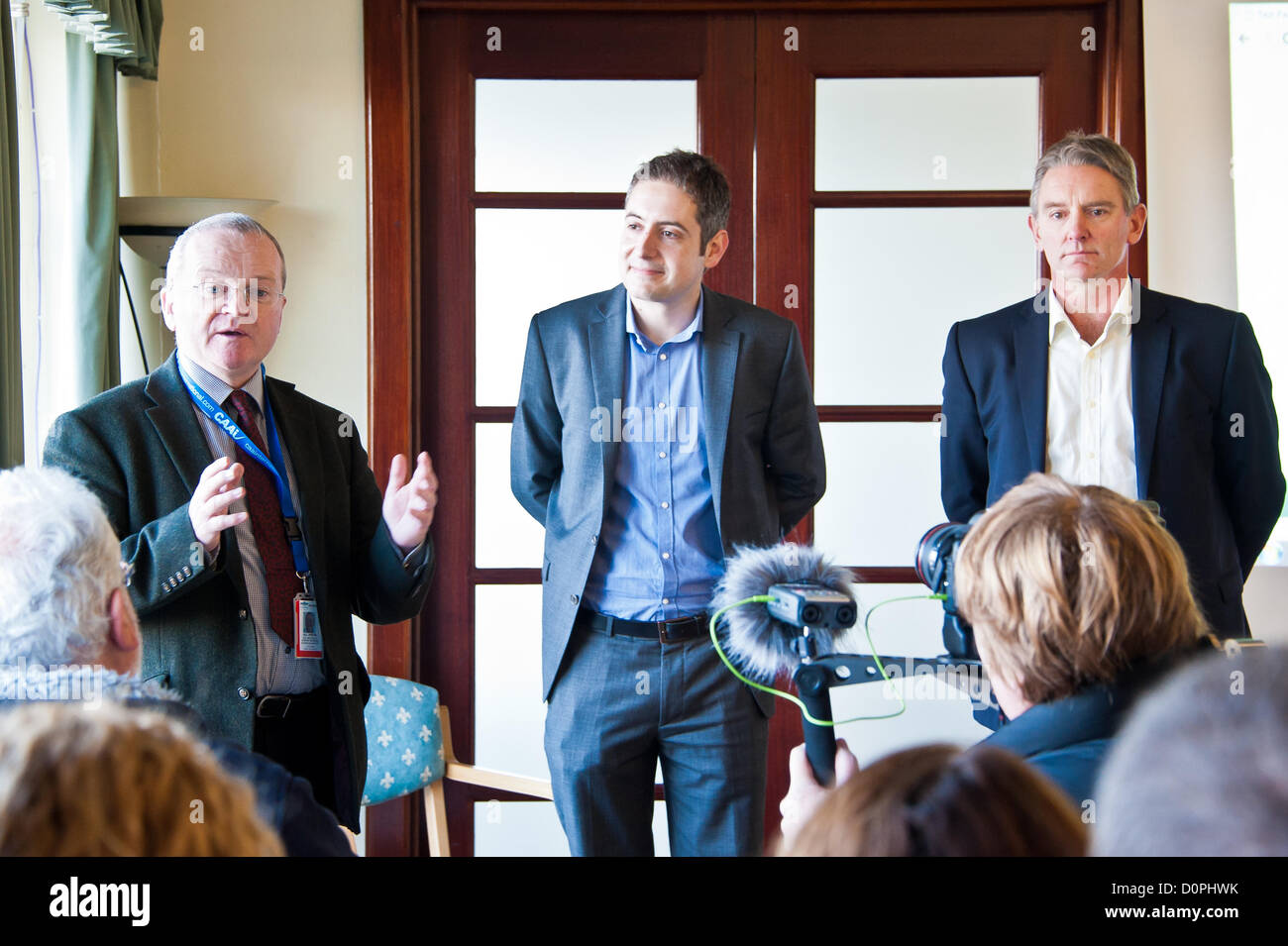 L-R Shoreham Airport Manager Ric Bellfield with Jonathan Candelon and ...
