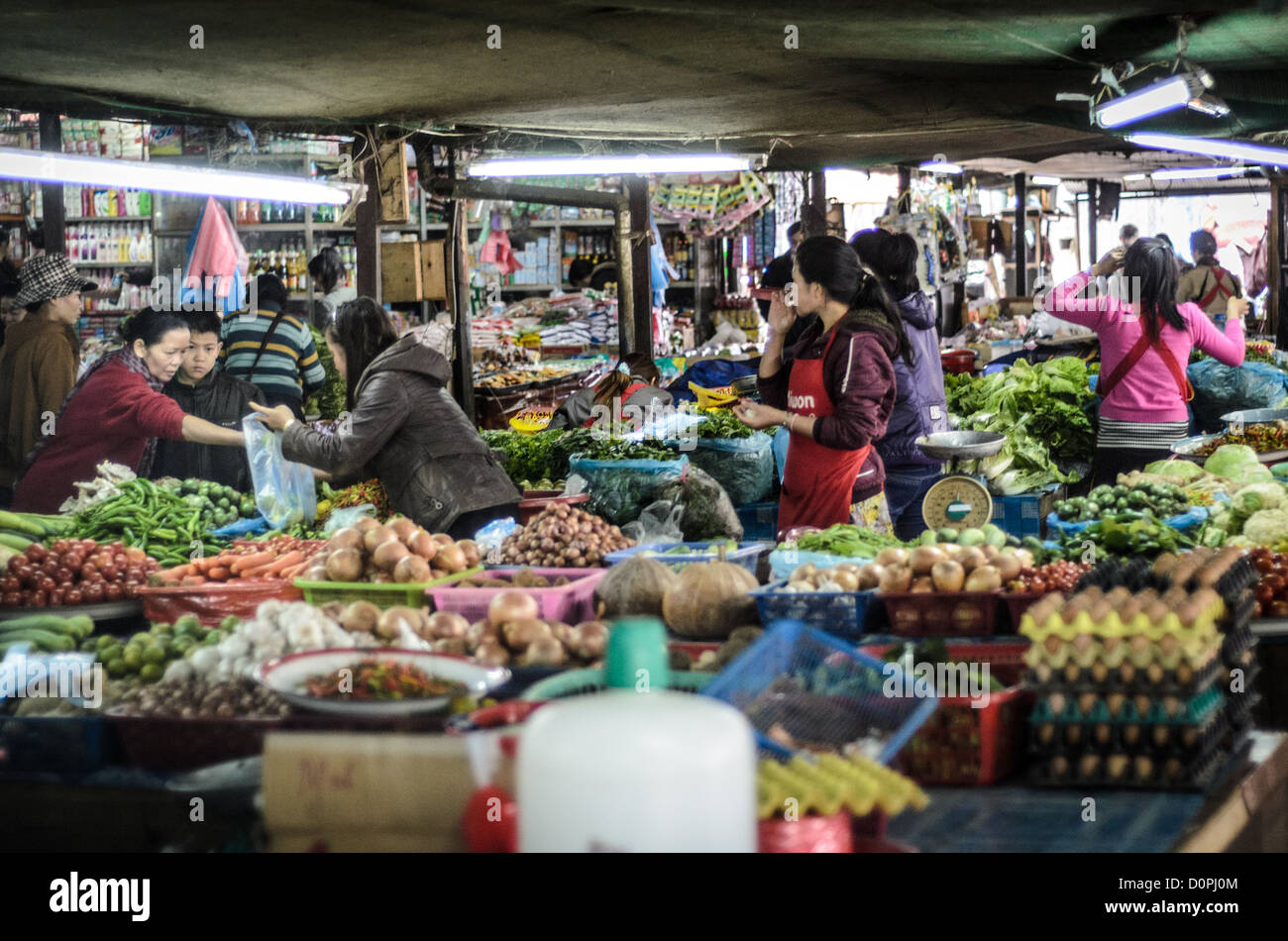 PHONSAVAN, Laos - Fresh fruits and vegetables for sale at the large and ...