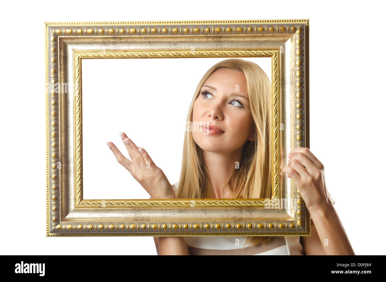 Picture frame and attractive woman Stock Photo - Alamy
