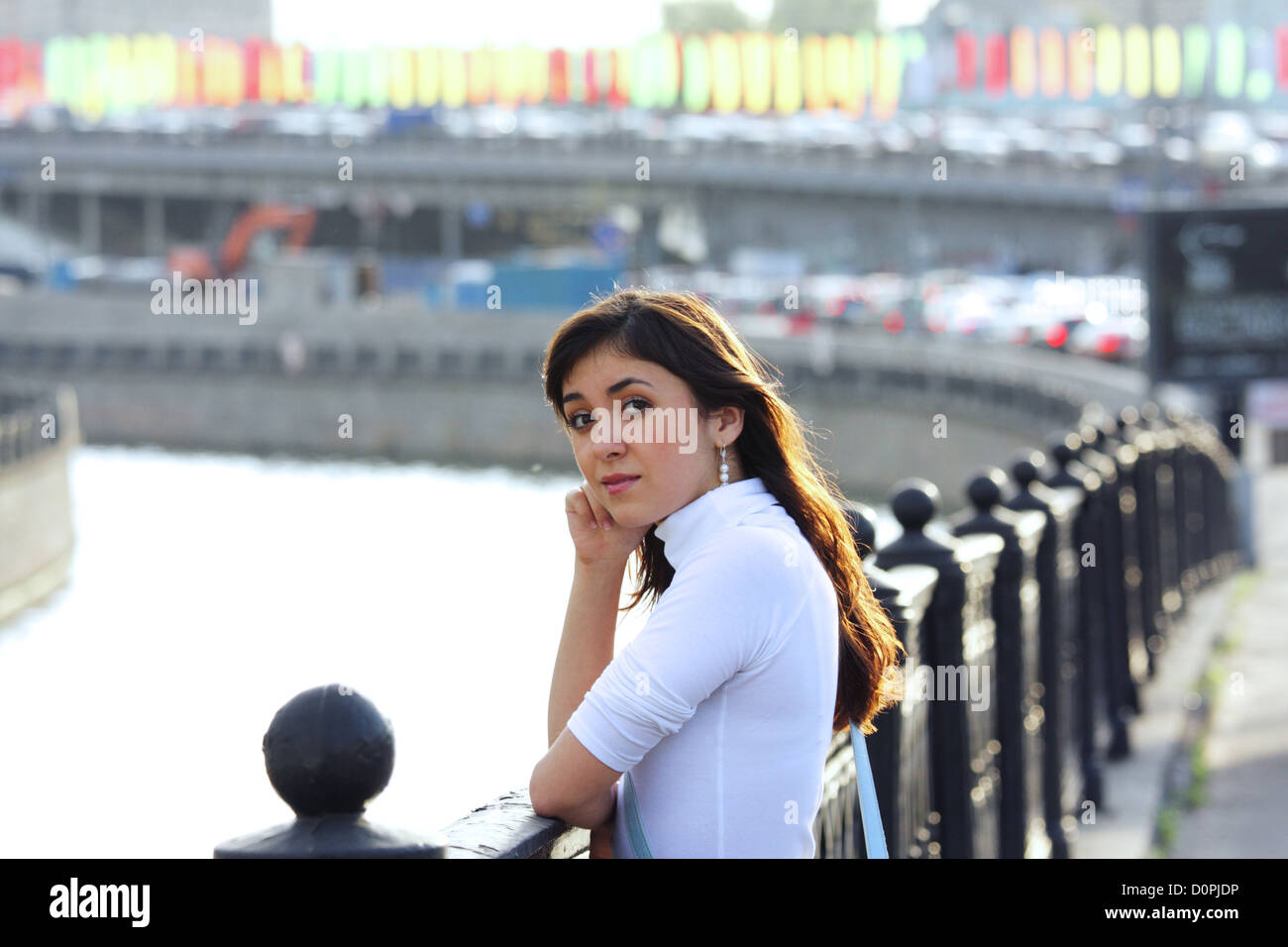 Girl on bridge Stock Photo - Alamy