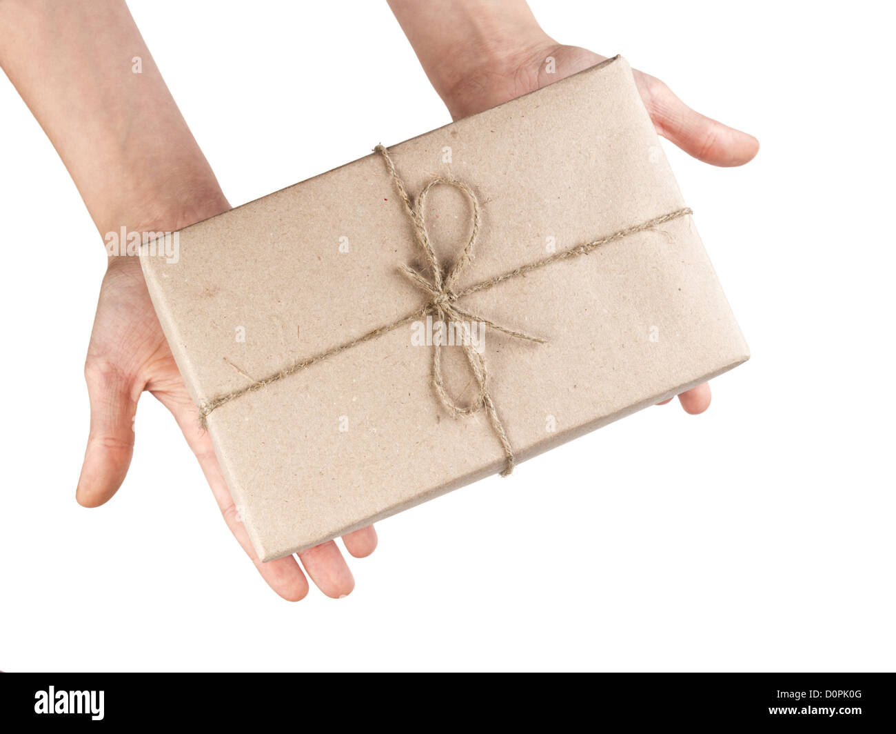 hands with a parcel isolated on white background Stock Photo - Alamy