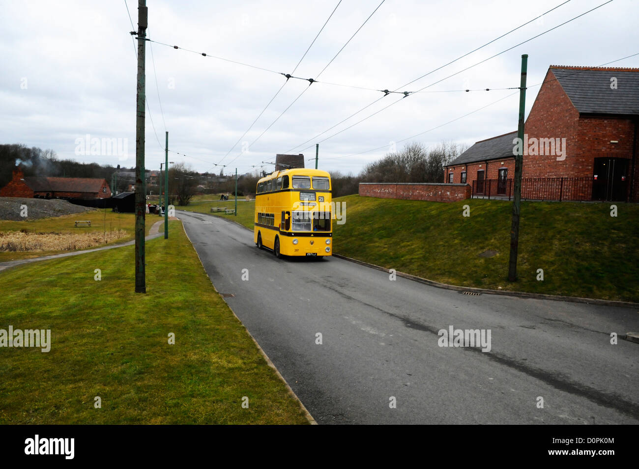 A yellow double decker bus at the Black Country Living Museum Stock ...