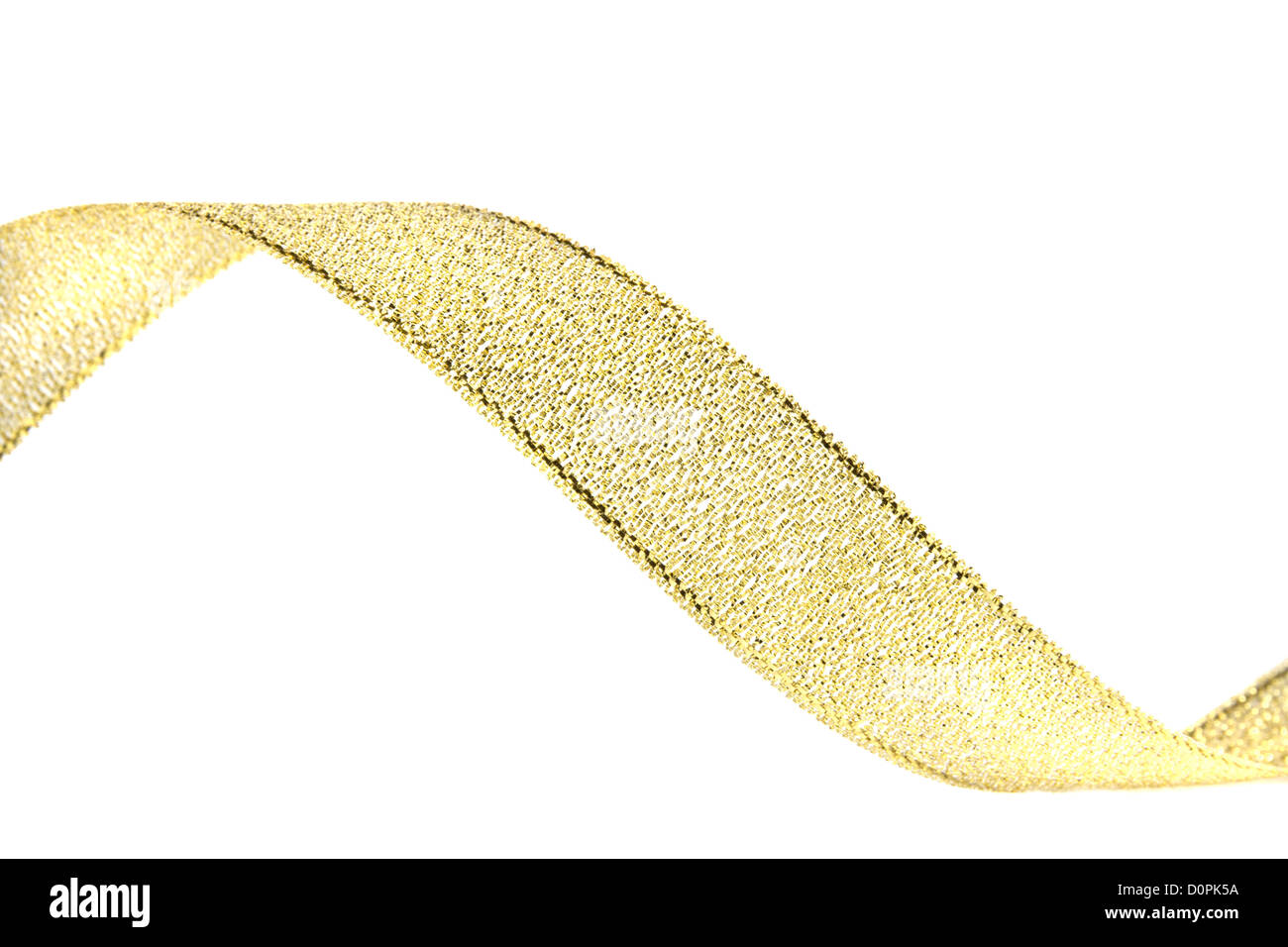 gold christmas ribbon isolated on white background Stock Photo - Alamy