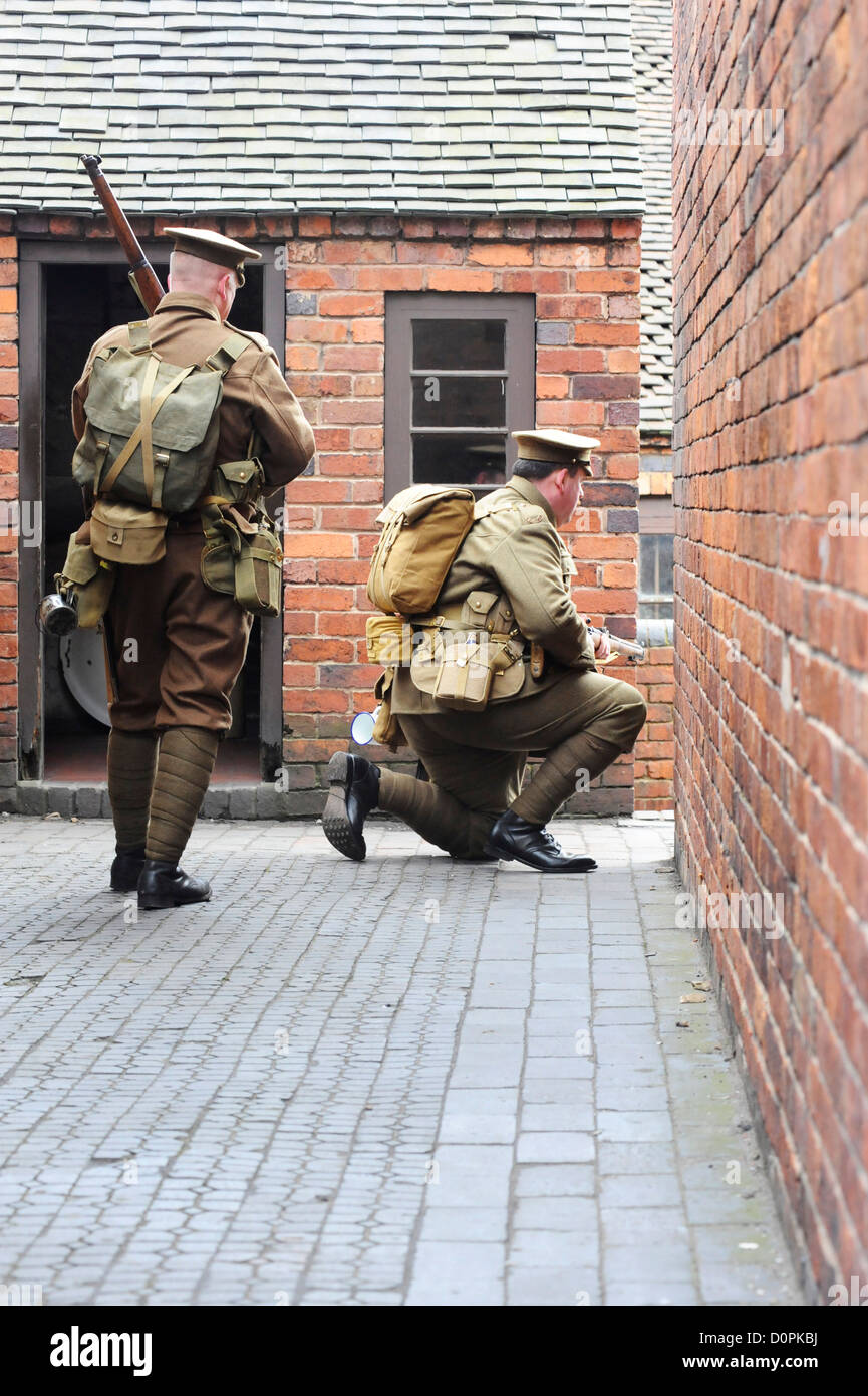 WW1 soldiers in a reenactment at the Black Country Living Museum Stock ...