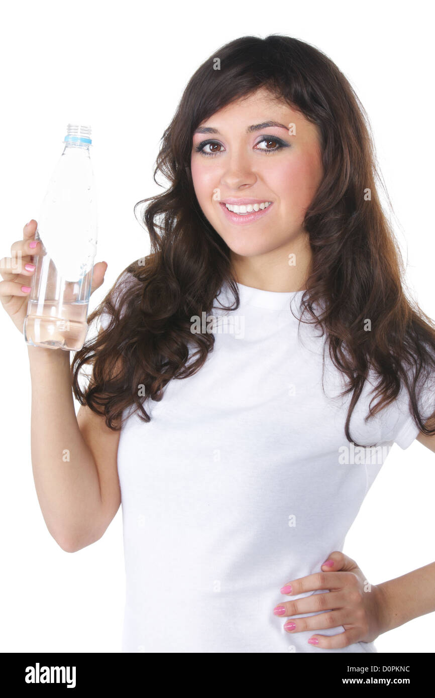 Brunette woman with water Stock Photo - Alamy