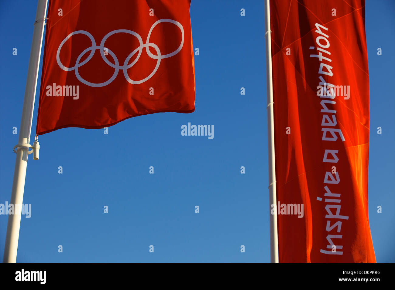 Olympics flags (banners), olympic park, Stratford, East London, UK ...