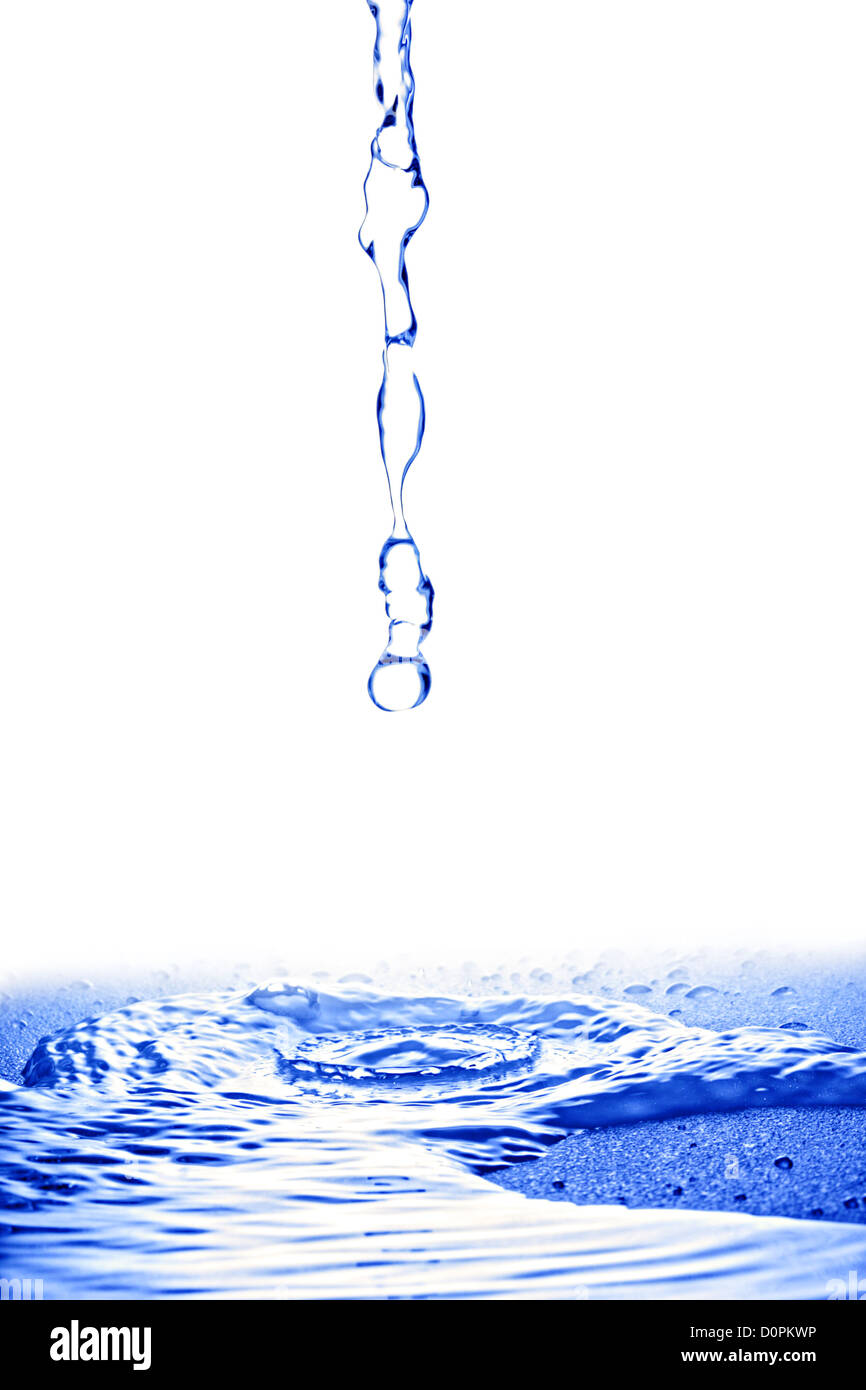 Drop hunging over puddle Stock Photo - Alamy