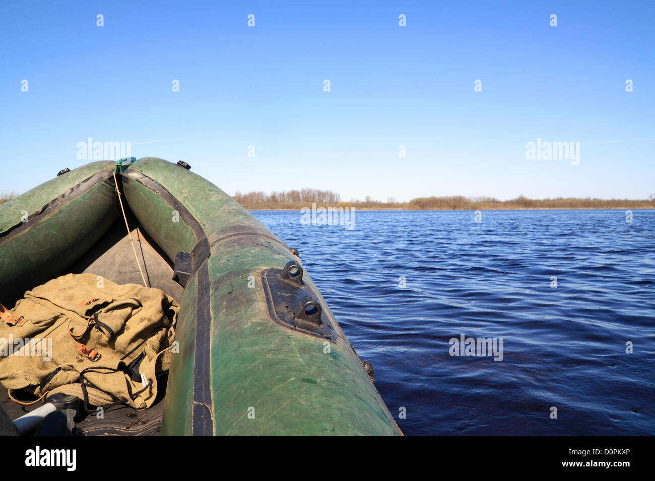 rubber boat on lake Stock Photo - Alamy