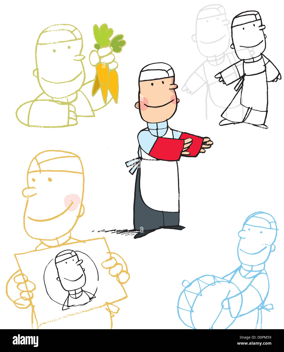 Cartoon study of a chef Stock Photo - Alamy