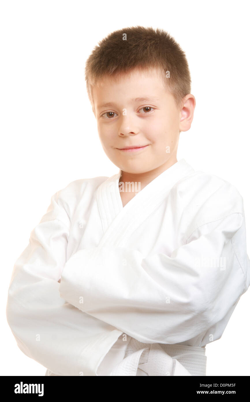 Smiling karate boy Stock Photo - Alamy