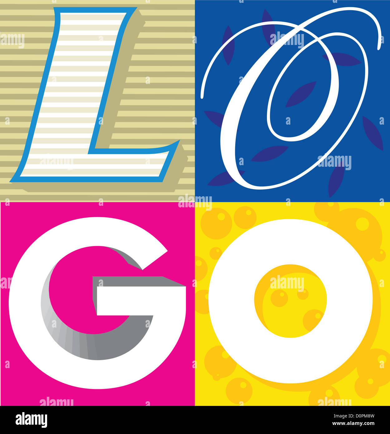 Logo word in a colorful illustration Stock Photo - Alamy