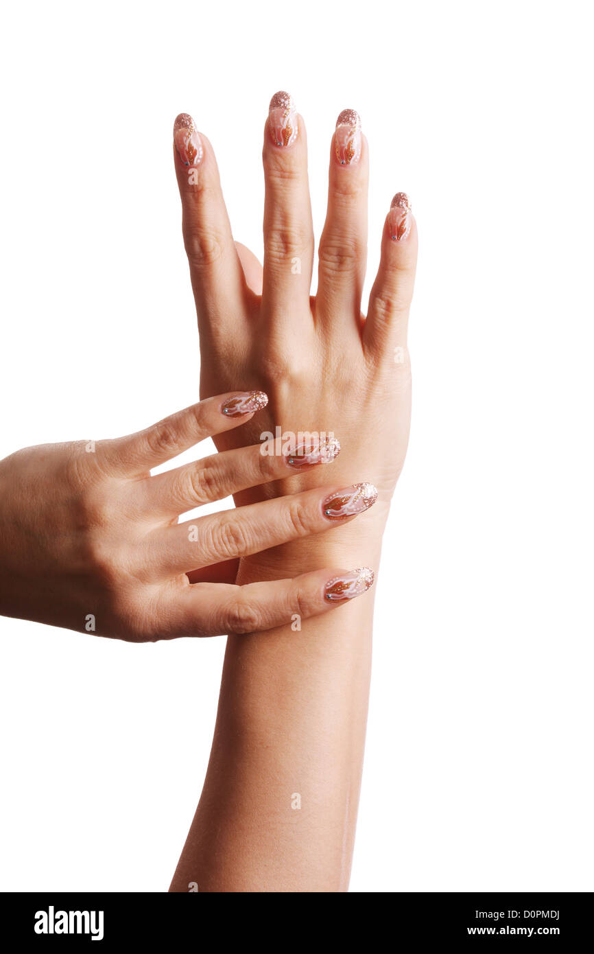 Woman hand laying on other Stock Photo - Alamy