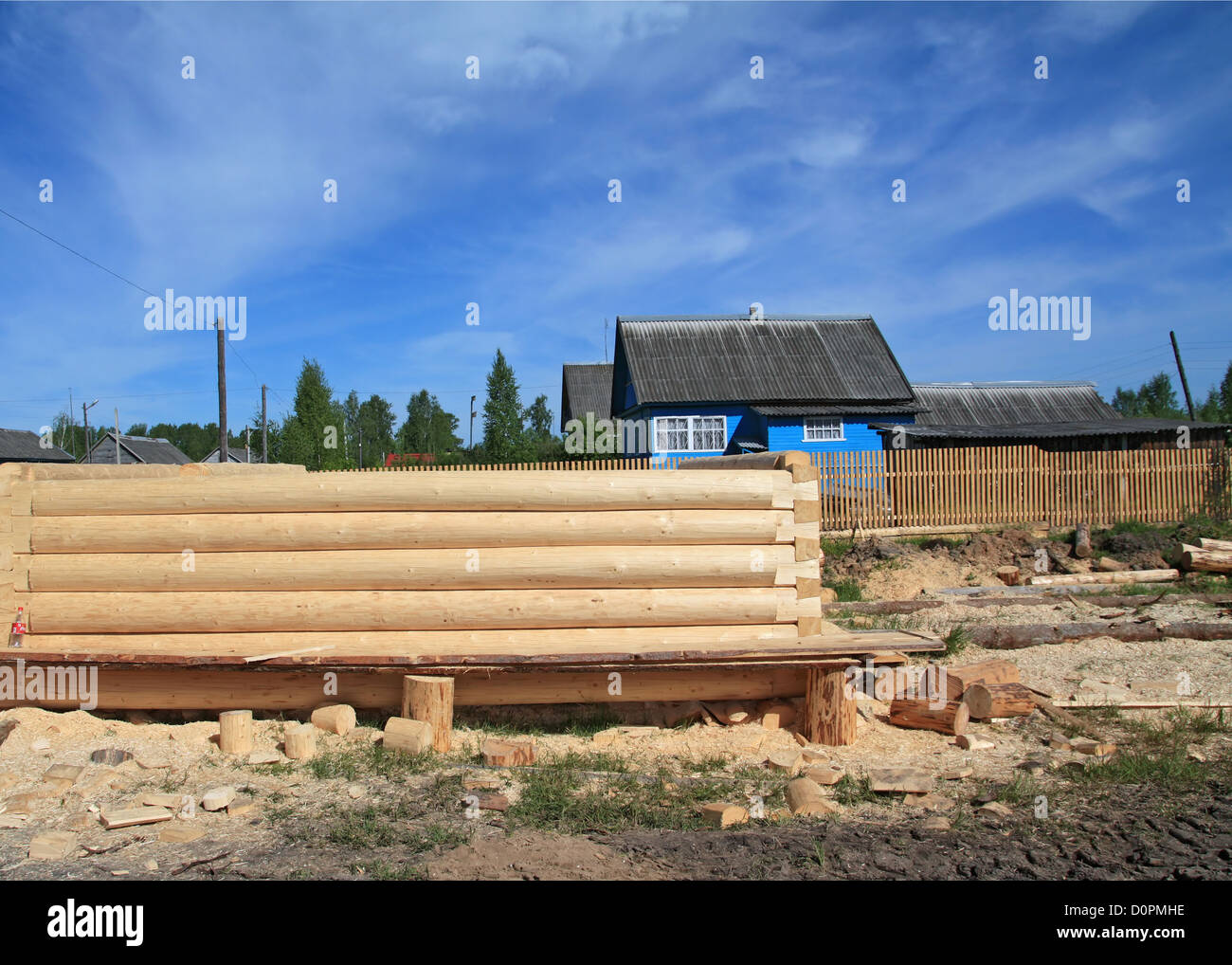 construction of the new wooden building Stock Photo - Alamy