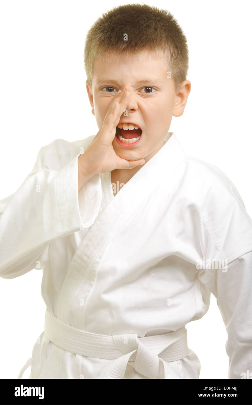 Shouting boy in kimono Stock Photo - Alamy