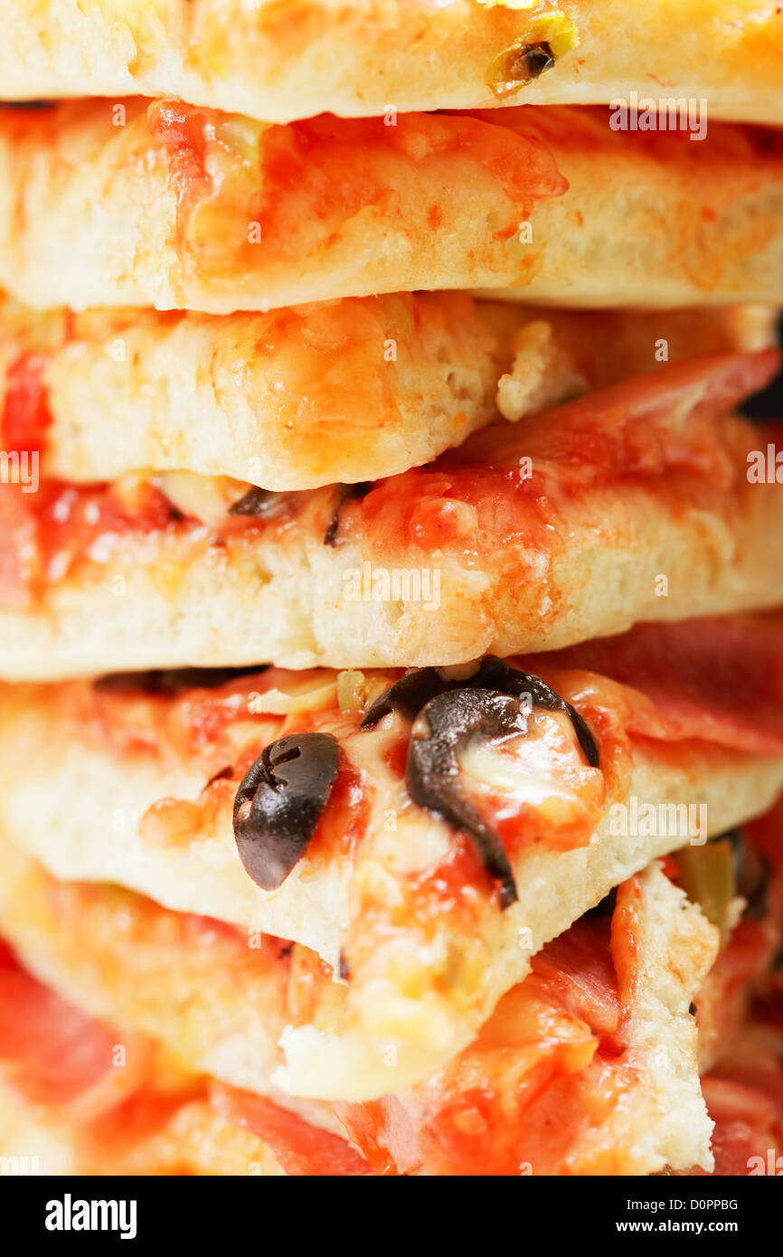 Stack of pizza closeup Stock Photo - Alamy